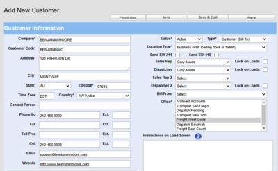 Customer Information Form · Load Manager